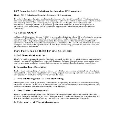 24/7 Proactive NOC Solutions for Seamless IT Operations | PDF