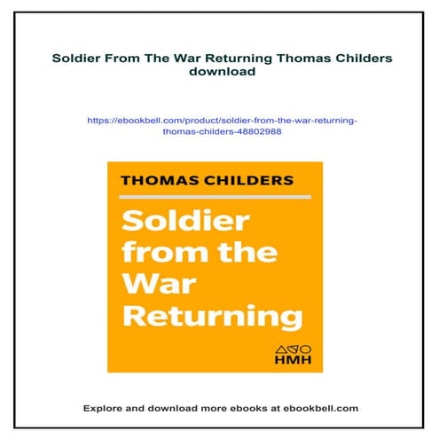 Soldier From The War Returning Thomas Childers | PDF