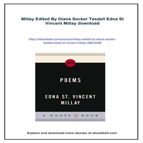 Millay Edited By Diana Secker Tesdell Edna St Vincent Millay | PDF