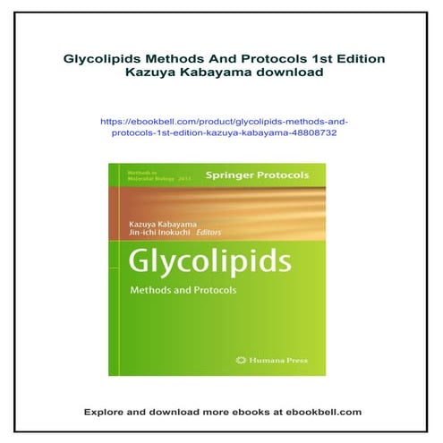 Glycolipids Methods And Protocols 1st Edition Kazuya Kabayama | PDF