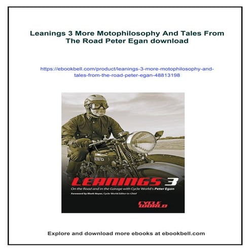 Leanings 3 More Motophilosophy And Tales From The Road Peter Egan | PDF