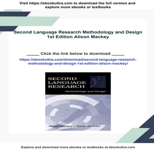 Second Language Research Methodology and Design 1st Edition Alison ...
