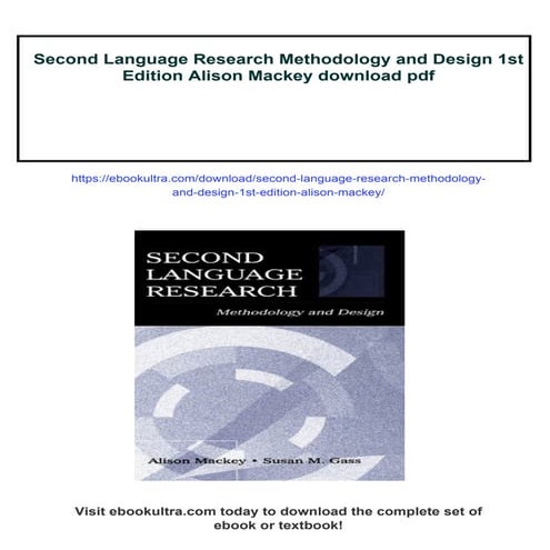 Second Language Research Methodology and Design 1st Edition Alison ...