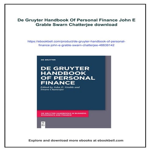 De Gruyter Handbook Of Personal Finance John E Grable Swarn Chatterjee ...