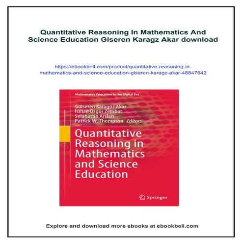 Quantitative Reasoning In Mathematics And Science Education Glseren ...