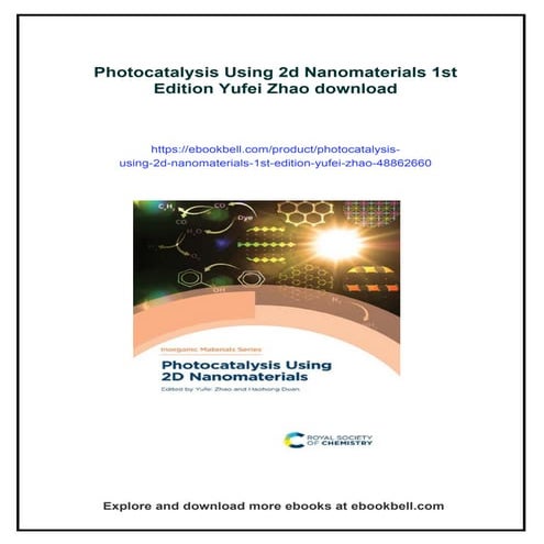 Photocatalysis Using 2d Nanomaterials 1st Edition Yufei Zhao | PDF