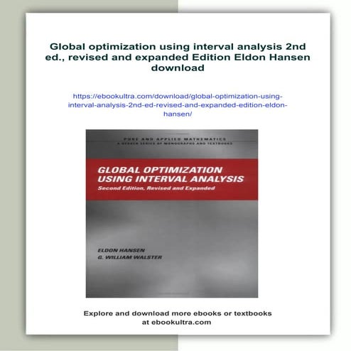 Global optimization using interval analysis 2nd ed., revised and expanded Edition Eldon Hansen | PDF