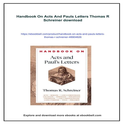 Handbook On Acts And Pauls Letters Thomas R Schreiner | PDF