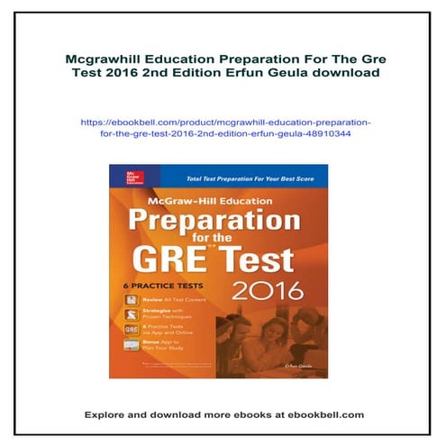 Mcgrawhill Education Preparation For The Gre Test 2016 2nd Edition ...