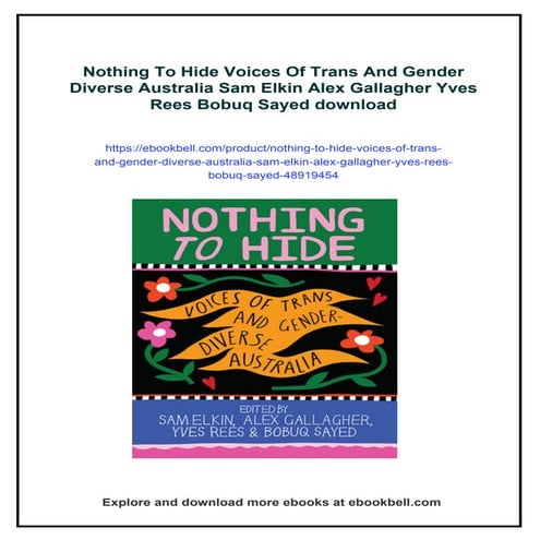 Nothing To Hide Voices Of Trans And Gender Diverse Australia Sam Elkin ...
