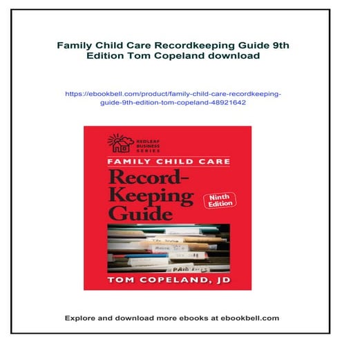 Family Child Care Recordkeeping Guide 9th Edition Tom Copeland | PDF