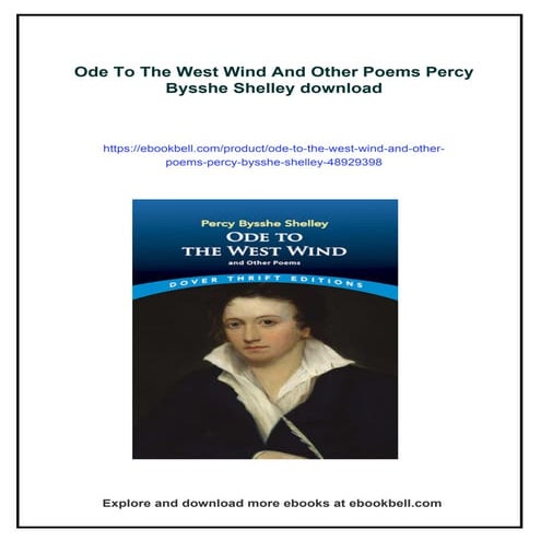 Ode To The West Wind And Other Poems Percy Bysshe Shelley | PDF