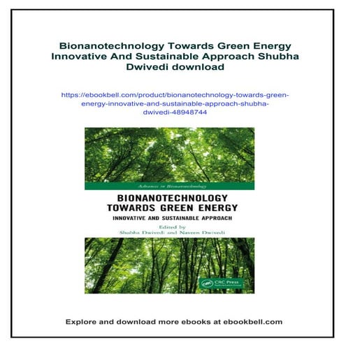 Bionanotechnology Towards Green Energy Innovative And Sustainable ...