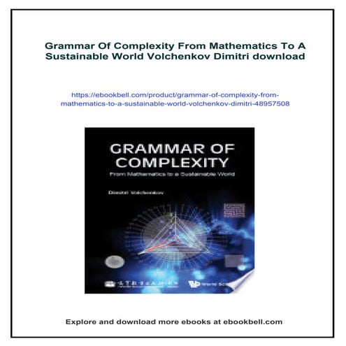 Grammar Of Complexity From Mathematics To A Sustainable World Volchenkov Dimitri | PDF