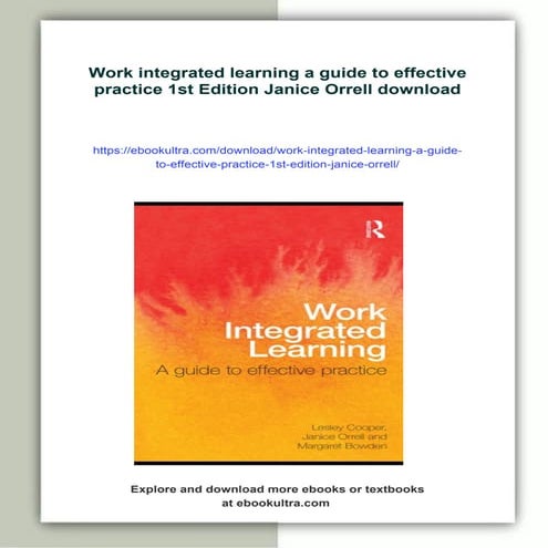 Work integrated learning a guide to effective practice 1st Edition ...
