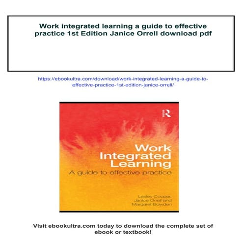 Work integrated learning a guide to effective practice 1st Edition ...