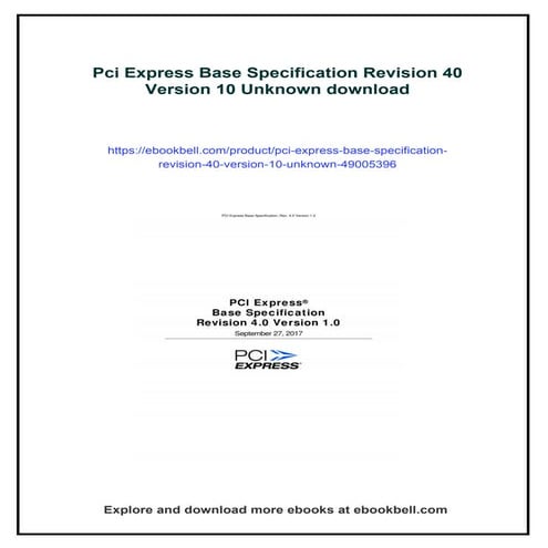 Pci Express Base Specification Revision 40 Version 10 Unknown | PDF
