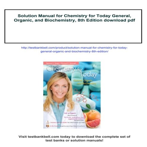 Solution Manual for Chemistry for Today General, Organic, and ...