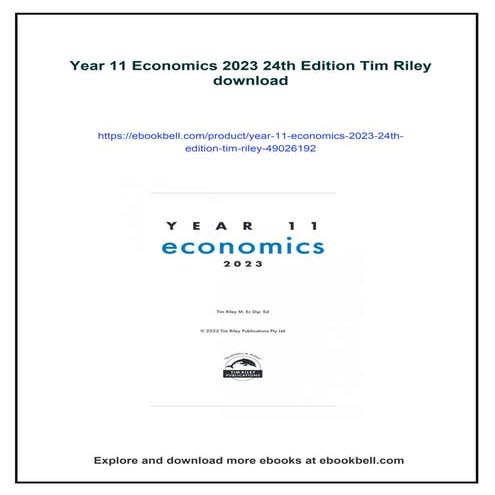 Year 11 Economics 2023 24th Edition Tim Riley | PDF