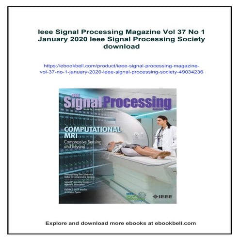 Ieee Signal Processing Magazine Vol 37 No 1 January 2020 Ieee Signal ...