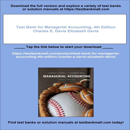 Test Bank for Managerial Accounting, 4th Edition Charles E. Davis ...