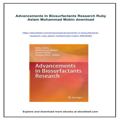 Advancements In Biosurfactants Research Ruby Aslam Mohammad Mobin | PDF