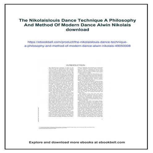 The Nikolaislouis Dance Technique A Philosophy And Method Of Modern Dance Alwin Nikolais | PDF