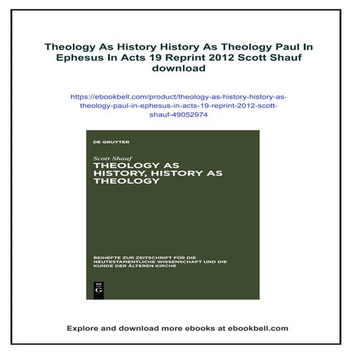 Theology As History History As Theology Paul In Ephesus In Acts 19 ...