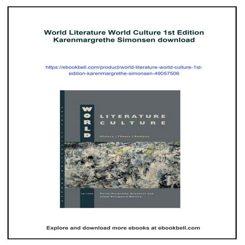 World Literature World Culture 1st Edition Karenmargrethe Simonsen | PDF