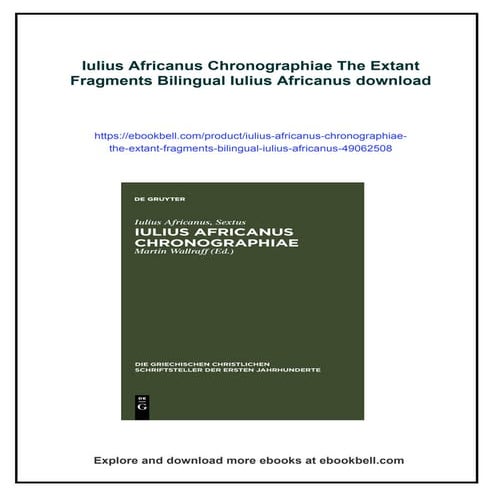Iulius Africanus Chronographiae The Extant Fragments Bilingual Iulius ...