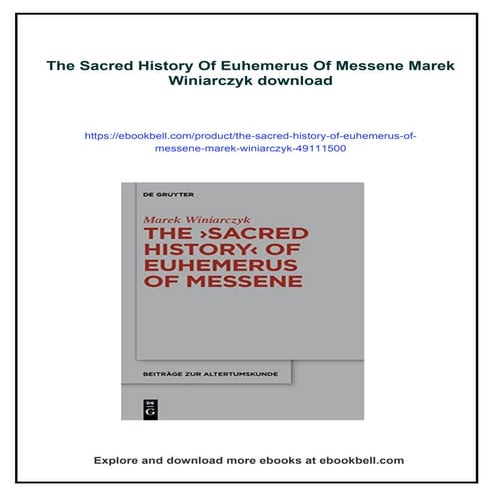 The Sacred History Of Euhemerus Of Messene Marek Winiarczyk | PDF