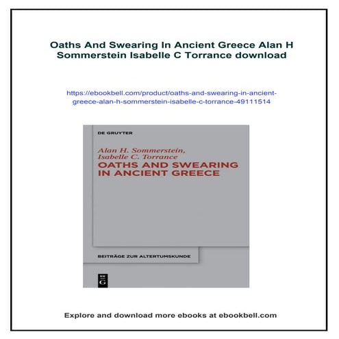 Oaths And Swearing In Ancient Greece Alan H Sommerstein Isabelle C ...