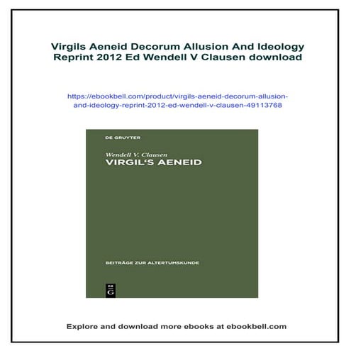 Virgils Aeneid Decorum Allusion And Ideology Reprint 2012 Ed Wendell V ...