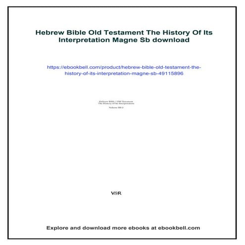 Hebrew Bible Old Testament The History Of Its Interpretation Magne Sb | PDF