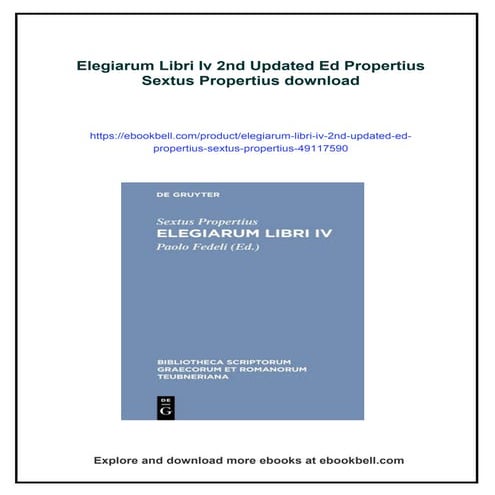 Elegiarum Libri Iv 2nd Updated Ed Propertius Sextus Propertius | PDF