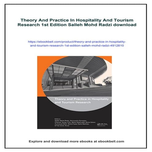 Theory And Practice In Hospitality And Tourism Research 1st Edition ...