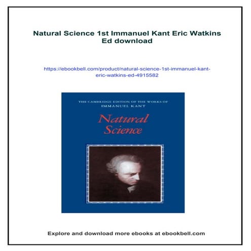 Natural Science 1st Immanuel Kant Eric Watkins Ed | PDF
