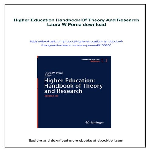 Higher Education Handbook Of Theory And Research Laura W Perna | PDF