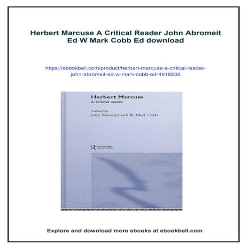 Herbert Marcuse A Critical Reader John Abromeit Ed W Mark Cobb Ed | PDF