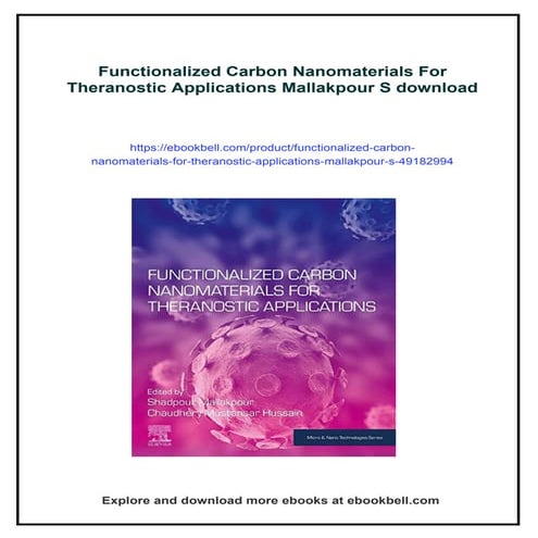 Functionalized Carbon Nanomaterials For Theranostic Applications Mallakpour S | PDF