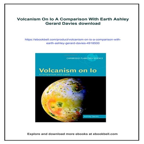 Volcanism On Io A Comparison With Earth Ashley Gerard Davies | PDF