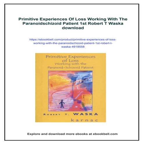 Primitive Experiences Of Loss Working With The Paranoidschizoid Patient ...
