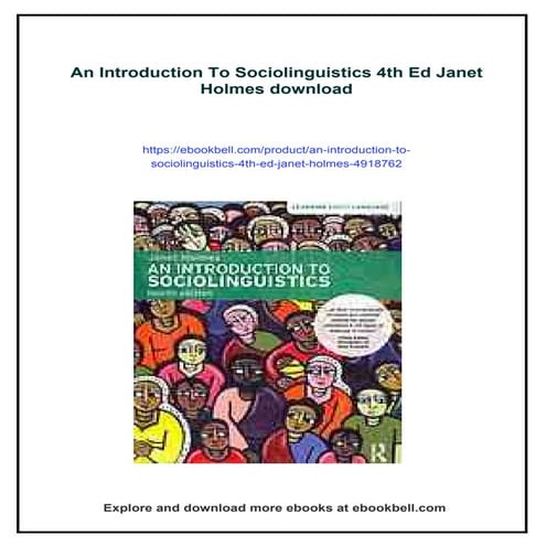An Introduction To Sociolinguistics 4th Ed Janet Holmes | PDF