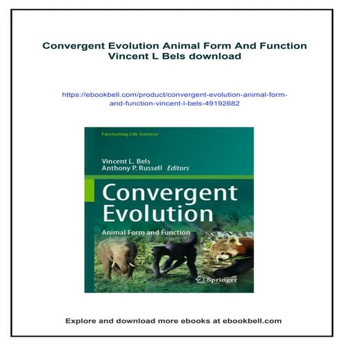 Convergent Evolution Animal Form And Function Vincent L Bels | PDF