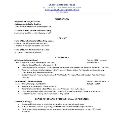 Cheryl Garlough-Jones resume | PDF