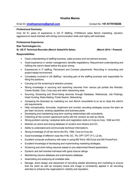 US IT Staffing Training Material | PDF