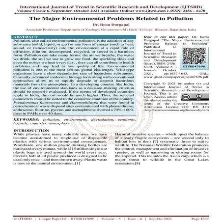 The Major Environmental Problems Related to Pollution | PDF