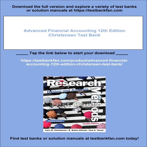 Advanced Financial Accounting 12th Edition Christensen Test Bank | PDF