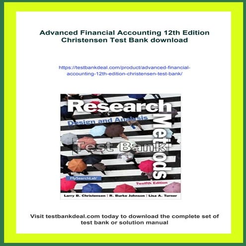 Advanced Financial Accounting 12th Edition Christensen Test Bank | PDF