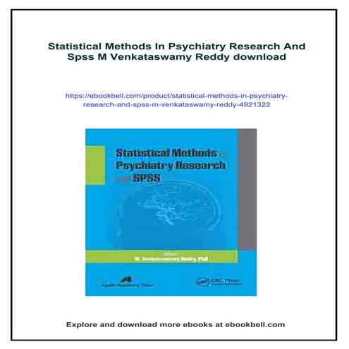 Statistical Methods In Psychiatry Research And Spss M Venkataswamy Reddy | PDF